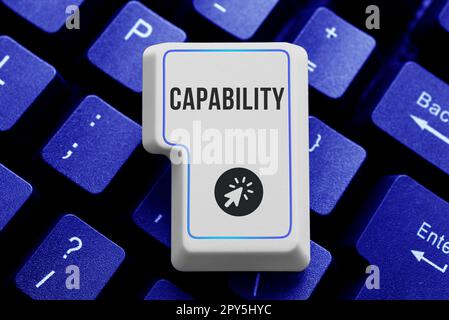 Text sign showing Leadership Capability. Business photo text ability to ...