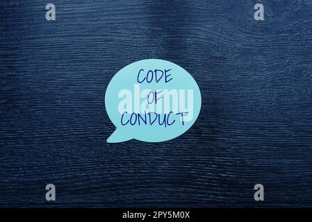 Inspiration showing sign Code Of Conduct. Concept meaning Ethics rules ...