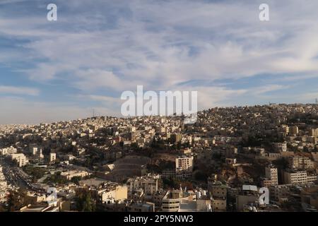 Scenic view onto the skyline of Amman, view from the Citadel, Jordan ...