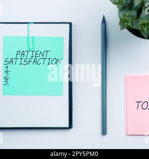 Hand writing sign Patient Satisfaction. Concept meaning Indicator for ...