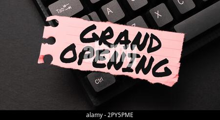 Sign displaying Grand Opening, Concept meaning Ribbon Cutting New ...
