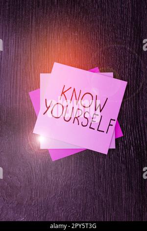 Writing displaying text Know Yourself. Concept meaning Find You ...