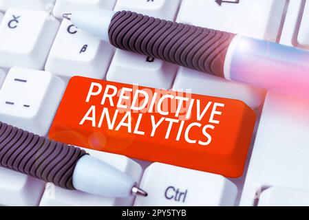 Hand writing sign Predictive Analytics. Concept meaning Optimize Collection Achieve CRM Identify ...