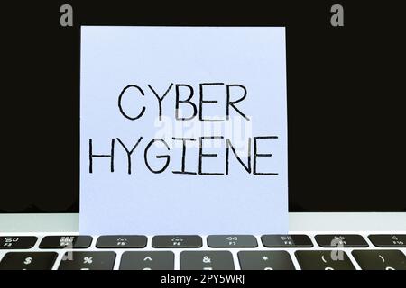 Hand writing sign Cyber Hygiene. Conceptual photo steps that computer ...