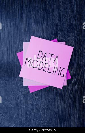 Handwriting text Data Modeling. Word Written on process of transferring data between data ...