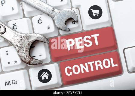 Sign displaying Pest Control. Internet Concept Killing destructive ...