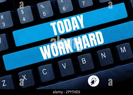 Hand writing sign Work Hard. Business idea Laboring that puts effort ...