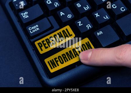 Text showing inspiration Personal Information. Internet Concept ...