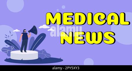 Hand writing sign Medical News. Concept meaning report or noteworthy ...