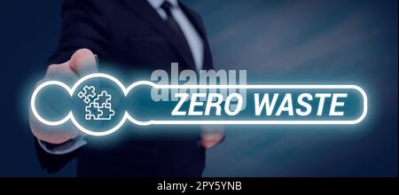 Inspiration showing sign Zero Waste, Business showcase industrial responsibility includes ...