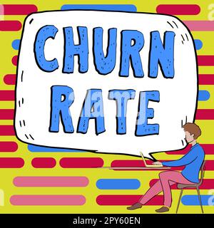 Sign displaying Churn Rate. Business concept Percentage customers stop ...