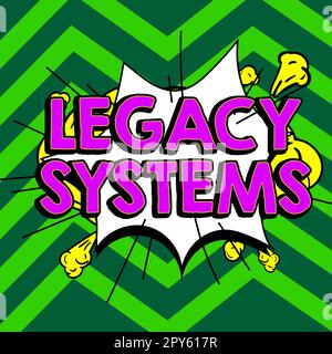 Writing displaying text Legacy Systems. Business showcase old method ...
