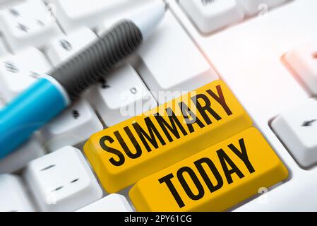 Sign displaying Summary, Word Written on Brief Statement Abstract ...