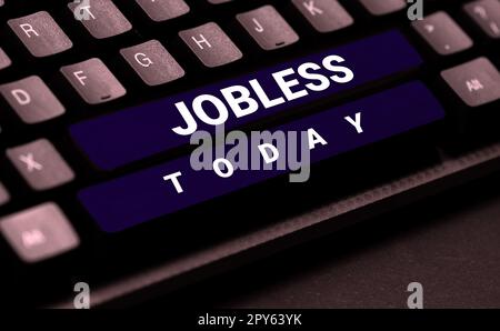 Sign displaying Jobless. Word Written on unemployed person looking for ...