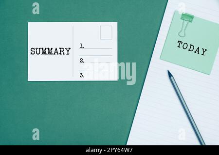 Conceptual display Summary, Conceptual photo Brief Statement Abstract ...