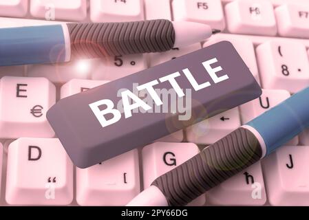 Text sign showing Battle. Word Written on violent fight between groups ...