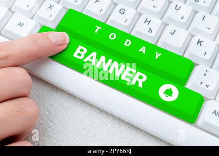 Conceptual display Banner, Business concept long strip cloth bearing ...