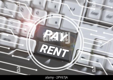 Conceptual caption Pay Rent, Word for To pay money in exchange for the ...