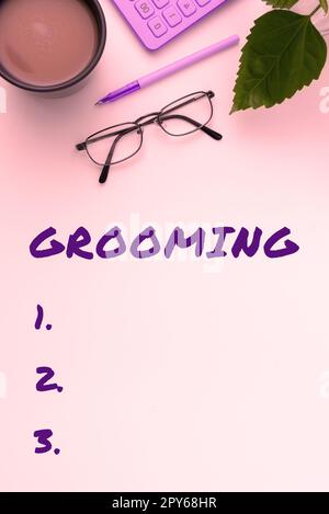 Text showing inspiration Grooming. Concept meaning hygienic care and ...