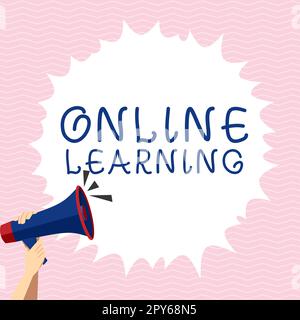 Hand writing sign Online Learning. Concept meaning Larning with the ...