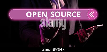 Text showing inspiration Open Source. Concept meaning denoting software which original source ...