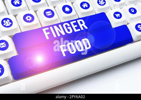 Writing displaying text Finger Food, Business approach products and ...