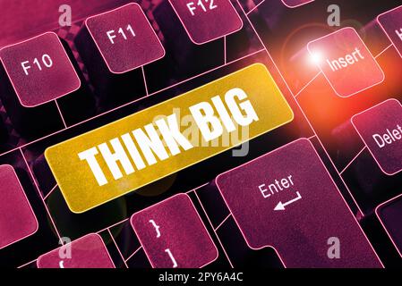 Text sign showing Think Big. Business photo showcasing To plan for ...
