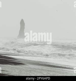 Rough ocean with high cliff monochrome landscape photo Stock Photo - Alamy