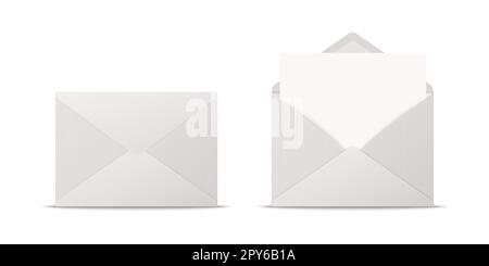 Vector Realistic White Closed, Opened Envelopes with Letter Inside ...
