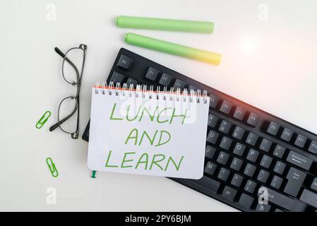 Conceptual caption Lunch And Learn, Conceptual photo Have meal and ...