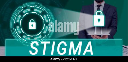 Text sign showing Stigma. Concept meaning feeling of disapproval that ...