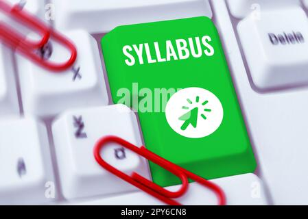 Inspiration showing sign Syllabus. Business concept a summary outline ...