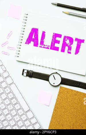 Inspiration showing sign Alert. Business idea An announcement Signal ...