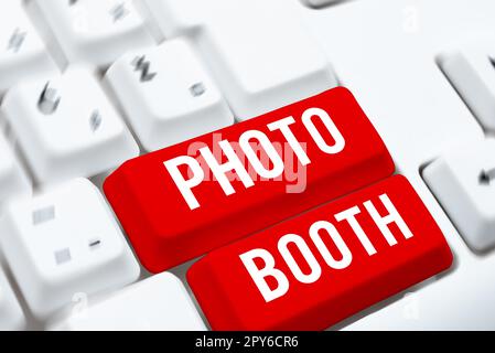 Conceptual caption Photo Booth, Word for form of photo sharing and ...