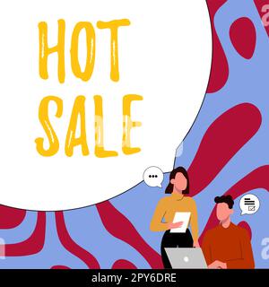 Text sign showing Hot Sale. Business photo showcasing putting products ...