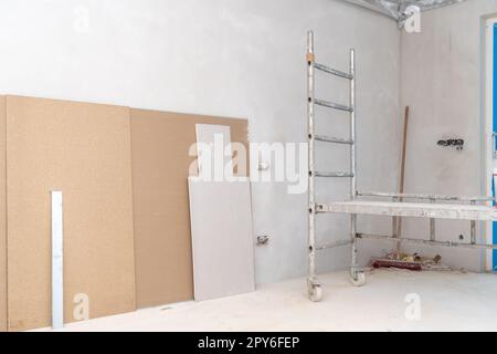 plasterboard panels on the construction site Stock Photo - Alamy