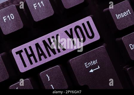Conceptual display Thank You. Concept meaning replaying on something good or greetings with ...