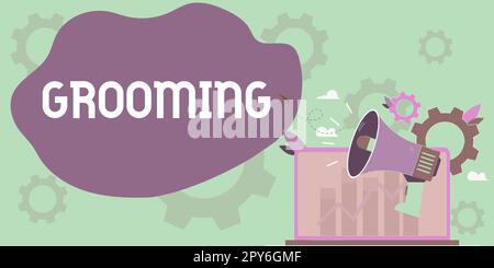 Text caption presenting Grooming. Word Written on hygienic care and ...