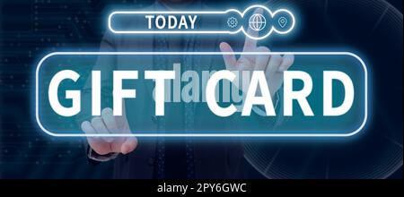 Hand writing sign Gift Card. Word for A present usually made of paper ...