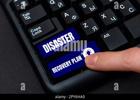 Hand writing sign Disaster Recovery Plan, Concept meaning having backup ...