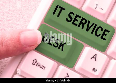 Hand writing sign It Service Desk. Business overview Technological ...