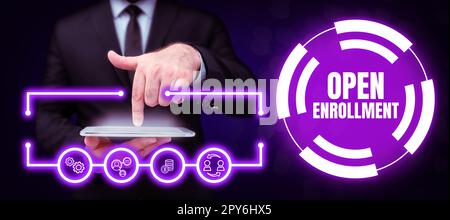 Inspiration showing sign Open Enrollment. Concept meaning The yearly ...