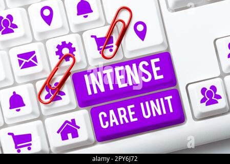 Writing displaying text Intense Care Unit. Business approach a unit in ...