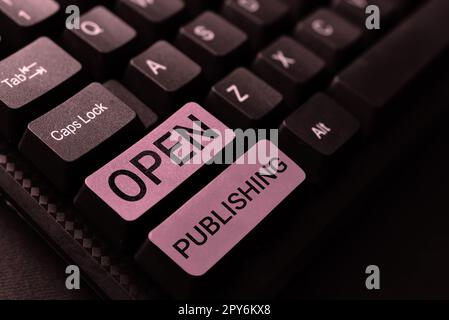 Text caption presenting Open Publishing. Conceptual photo online access ...