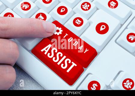 Inspiration showing sign Assist. Business idea help them to do a job or ...