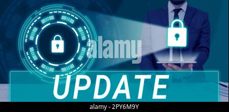 Inspiration showing sign Update. Business concept Up to date Make ...