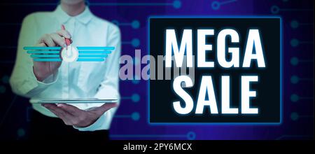 Text caption presenting Mega Sale. Internet Concept The day full of ...