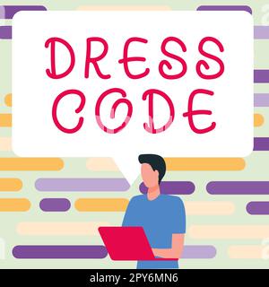 Text sign showing Dress Code. Word Written on an accepted way of ...