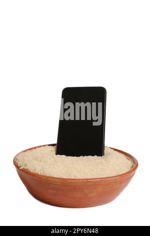 Smartphone in Bowl of White Rice to Remove Water and Mositure From ...