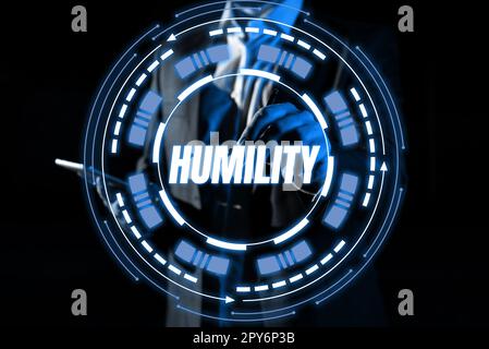 Hand writing sign Humility. Concept meaning being Humble is a Virtue ...